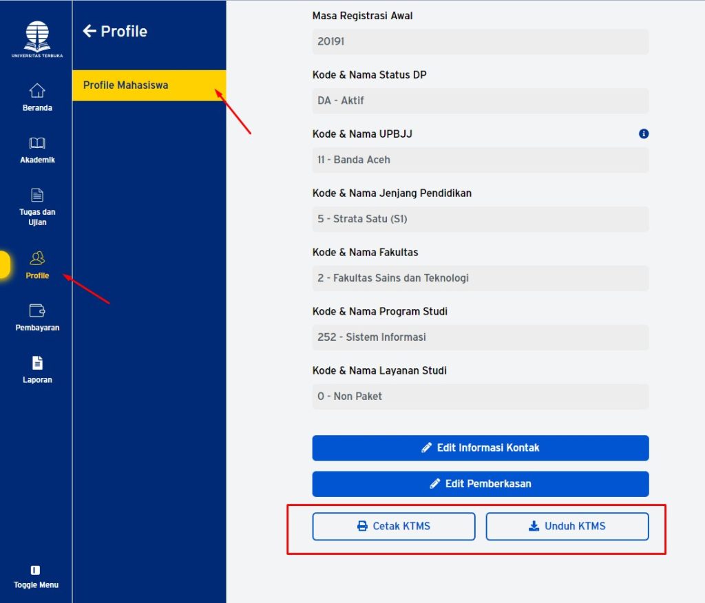 Panduan Cetak Kartu Tanda Mahasiswa Sementara - KTMS - Universitas Terbuka Bandung